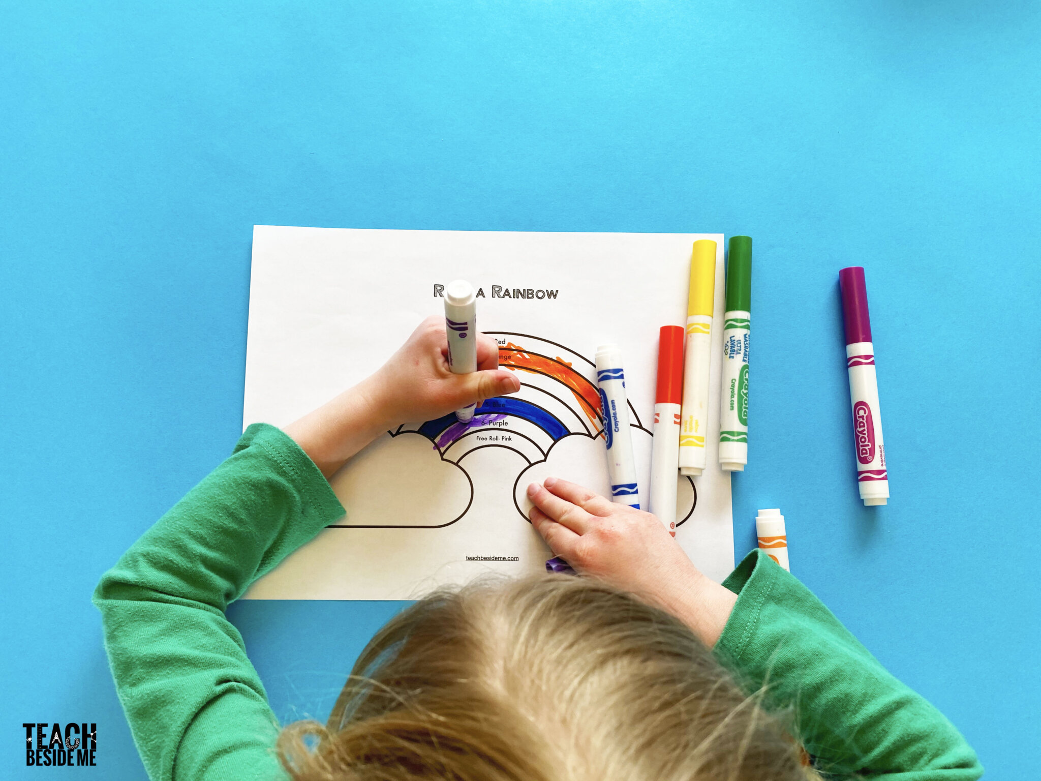 Roll a Rainbow Preschool Math Game - Teach Beside Me