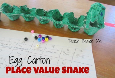 Place Value Snake: Hands-On Math with Egg Cartons - Teach Beside Me
