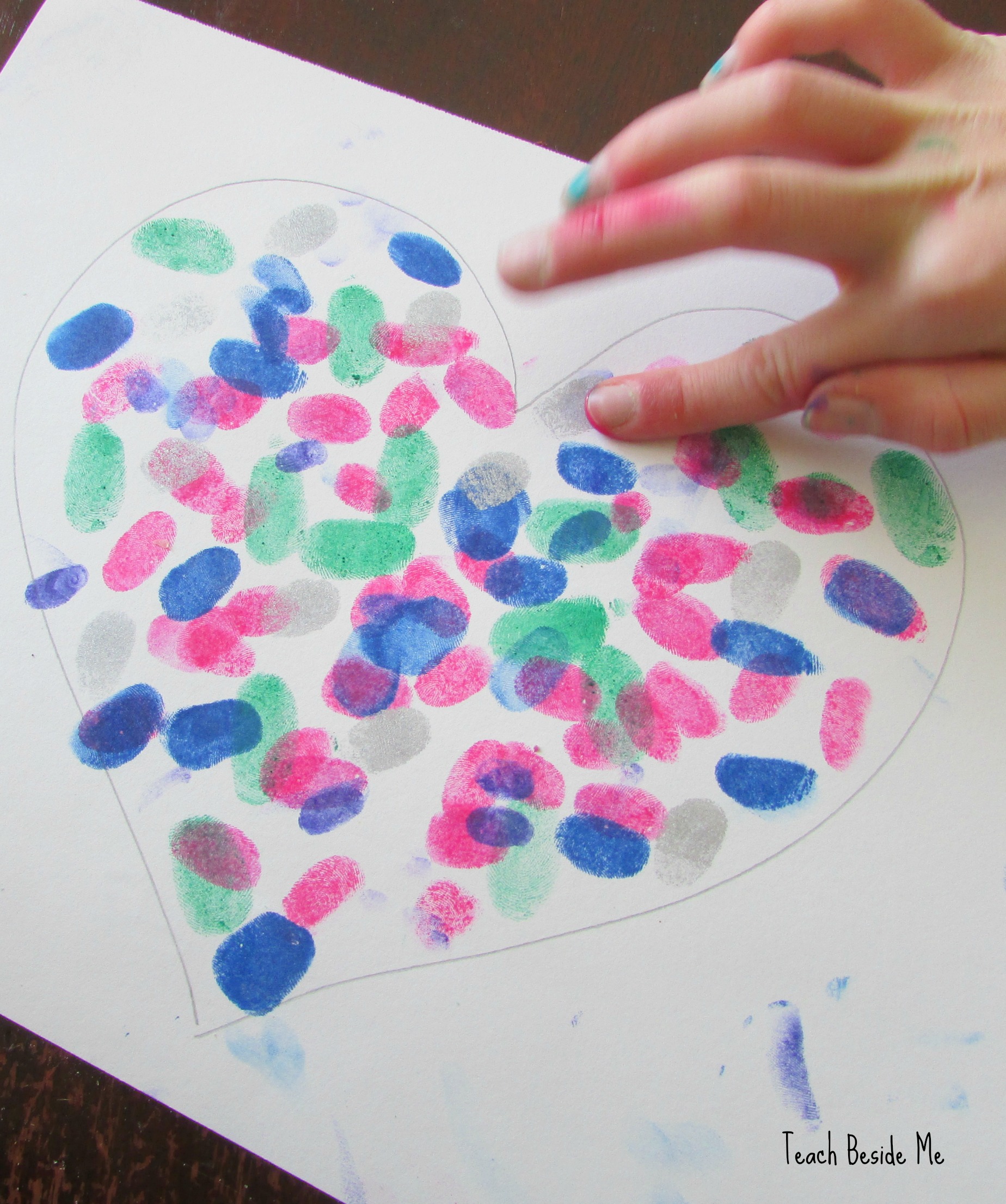 Fingerprint Heart Family Valentine Craft - Teach Beside Me