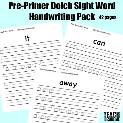 Pre-Primer Dolch Sight Word Handwriting - Teach Beside Me