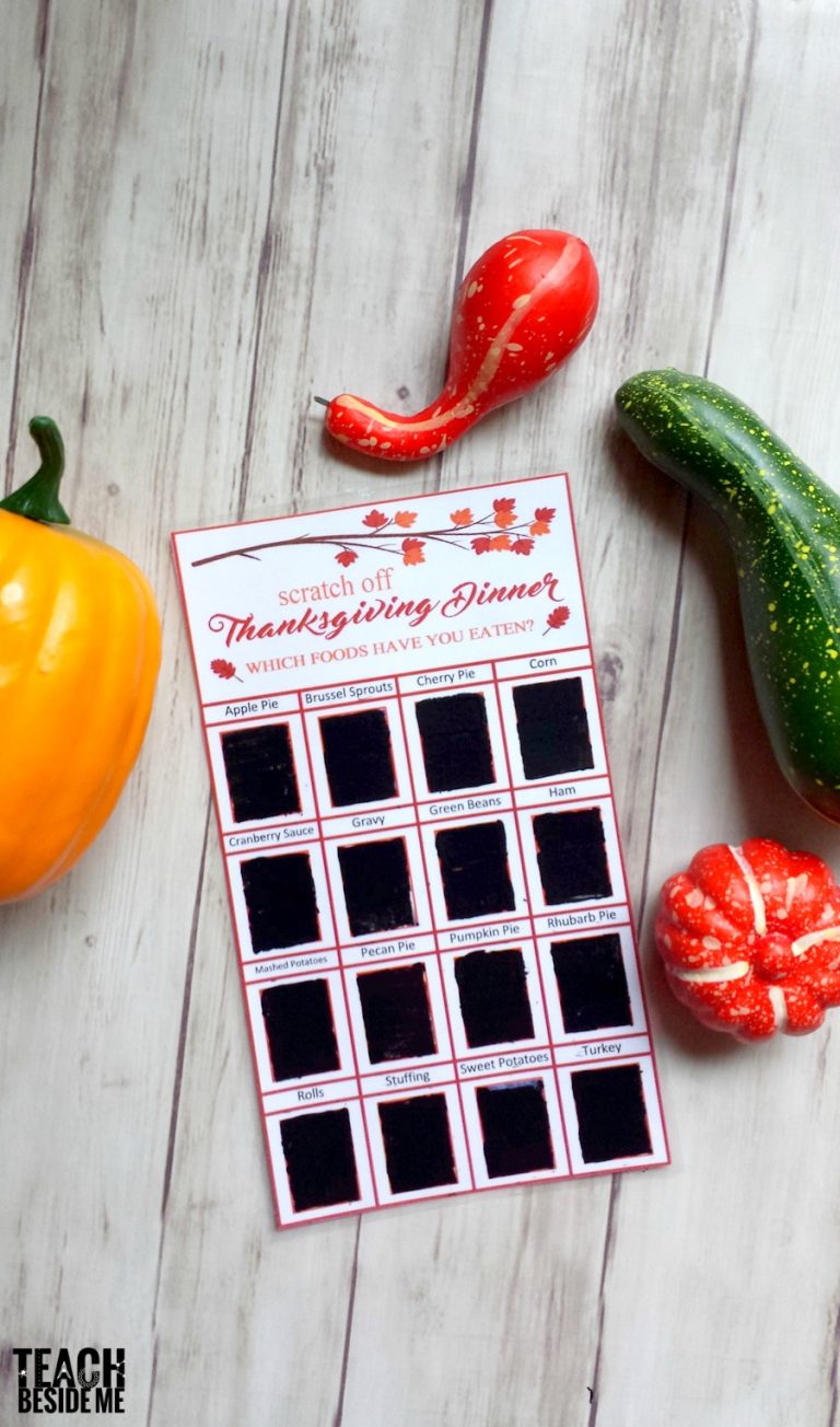 Thanksgiving Activity: Dinner Scratch-Off Cards - Teach Beside Me