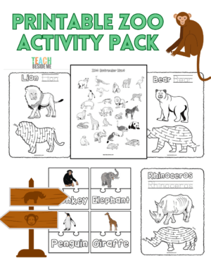 Preschool Zoo Scavenger Hunt + Printable Activity Pack - Teach Beside Me