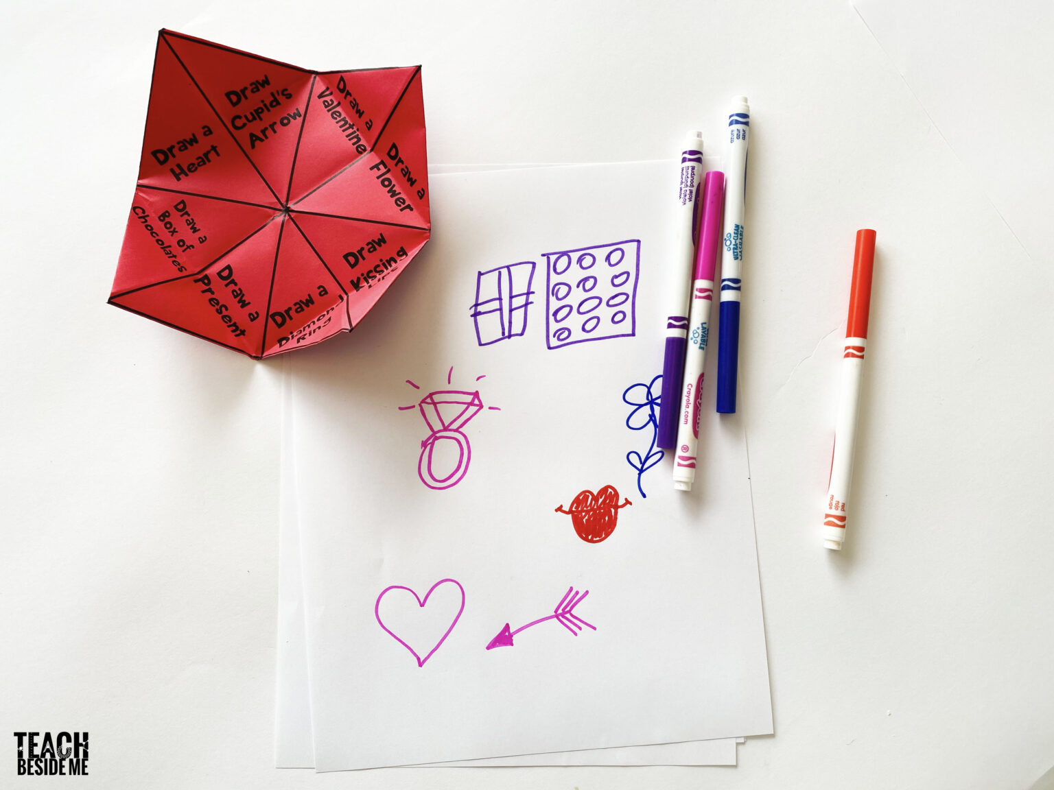Valentine Fortune Teller Drawing Game for Kids - Teach Beside Me