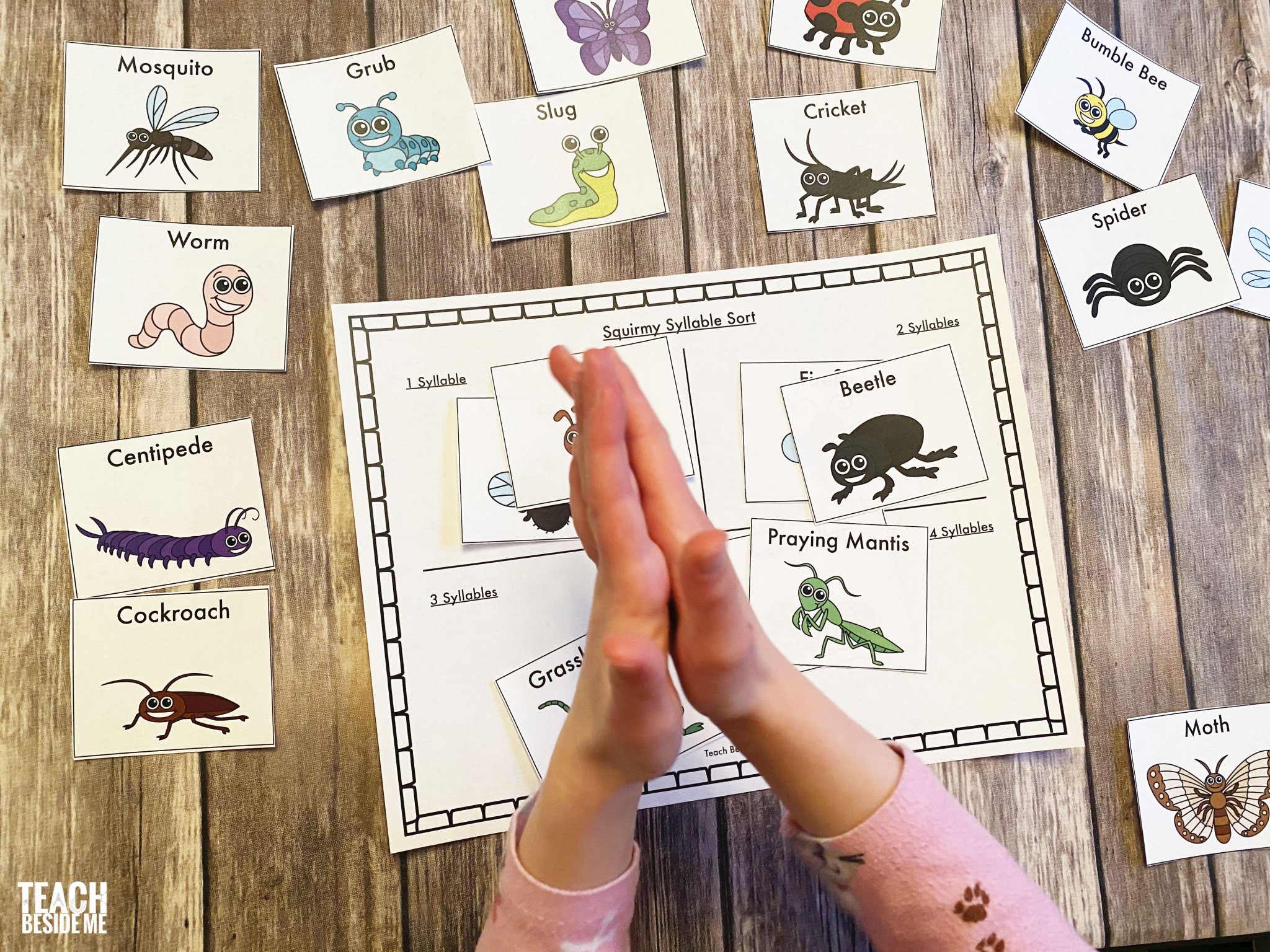 Squirmy Syllable Words Sort with Insects - Teach Beside Me
