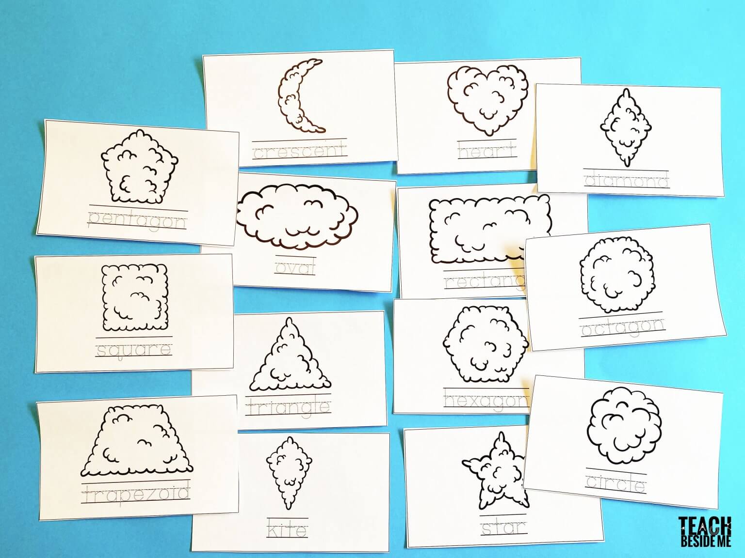 2D Shapes Activity for Kids: Cloud Shape Tracing Cards (Free Printable ...