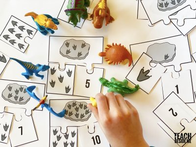 Dinosaur Counting Puzzles (Free Printable Fossil Math Activity) - Teach ...