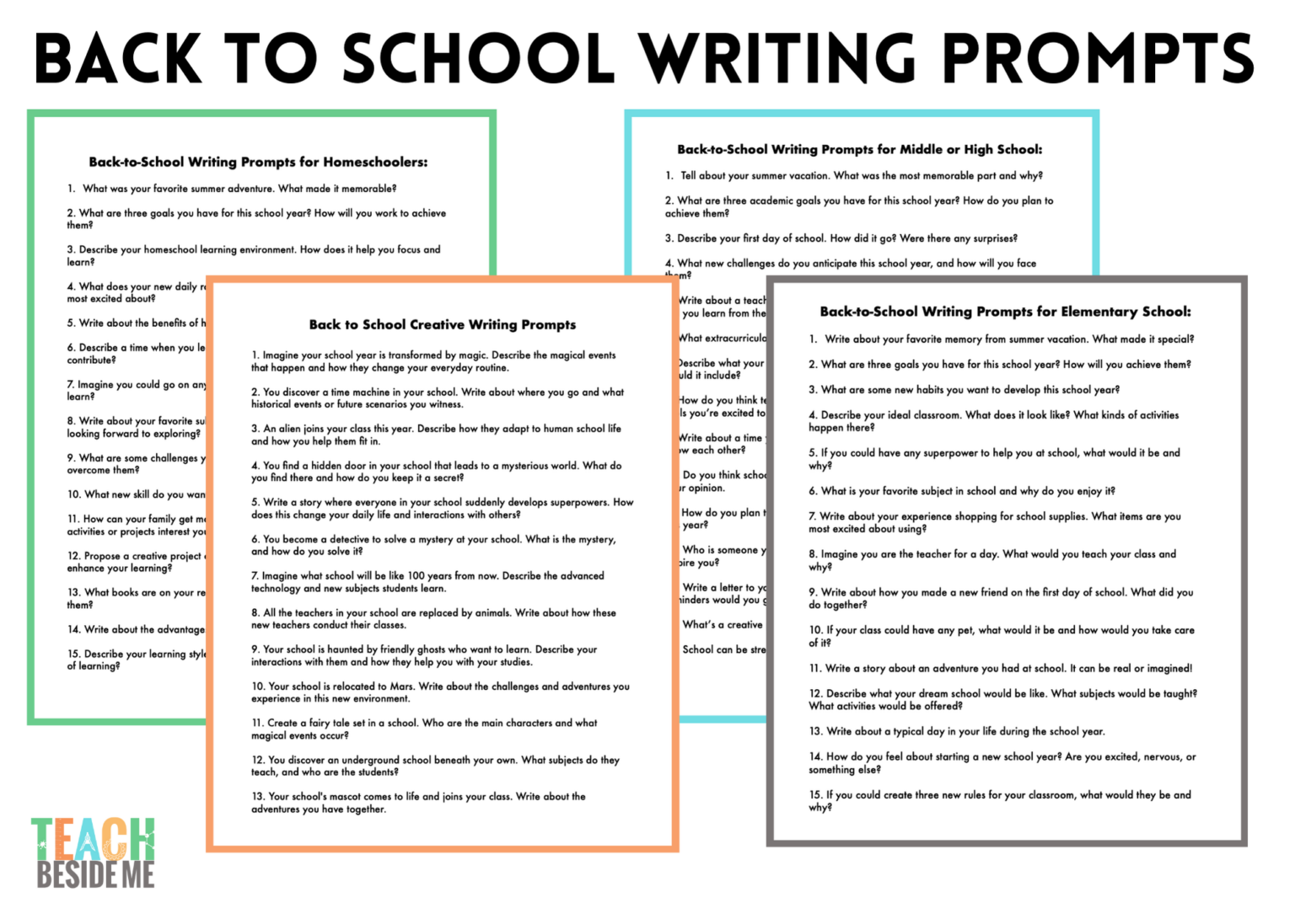 88 Back to School Writing Prompts for the First Week - Teach Beside Me