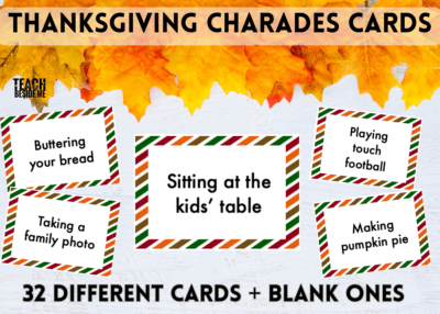 Printable Thanksgiving Charades Game Cards for Kids - Teach Beside Me