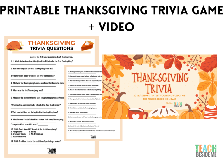 Thanksgiving Trivia Game- With Video & Printable - Teach Beside Me