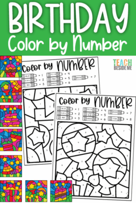 Printable Birthday Color by Number Pages for Kids - Teach Beside Me