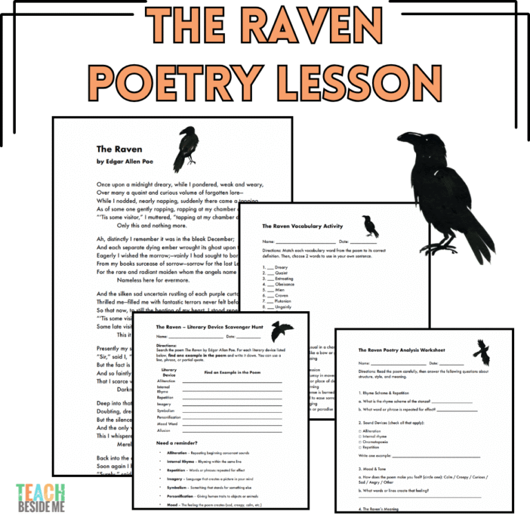 The Raven by Edgar Allan Poe- Poetry Study Pack - Teach Beside Me