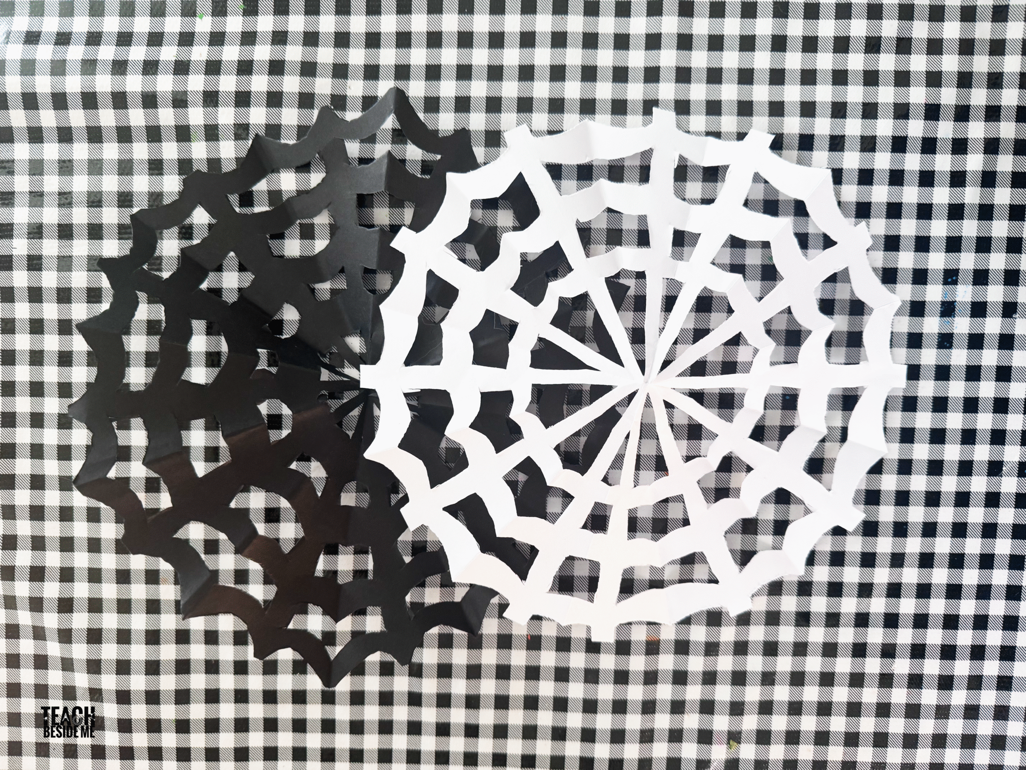Spider Web Snowflakes: Halloween Craft + Math - Teach Beside Me