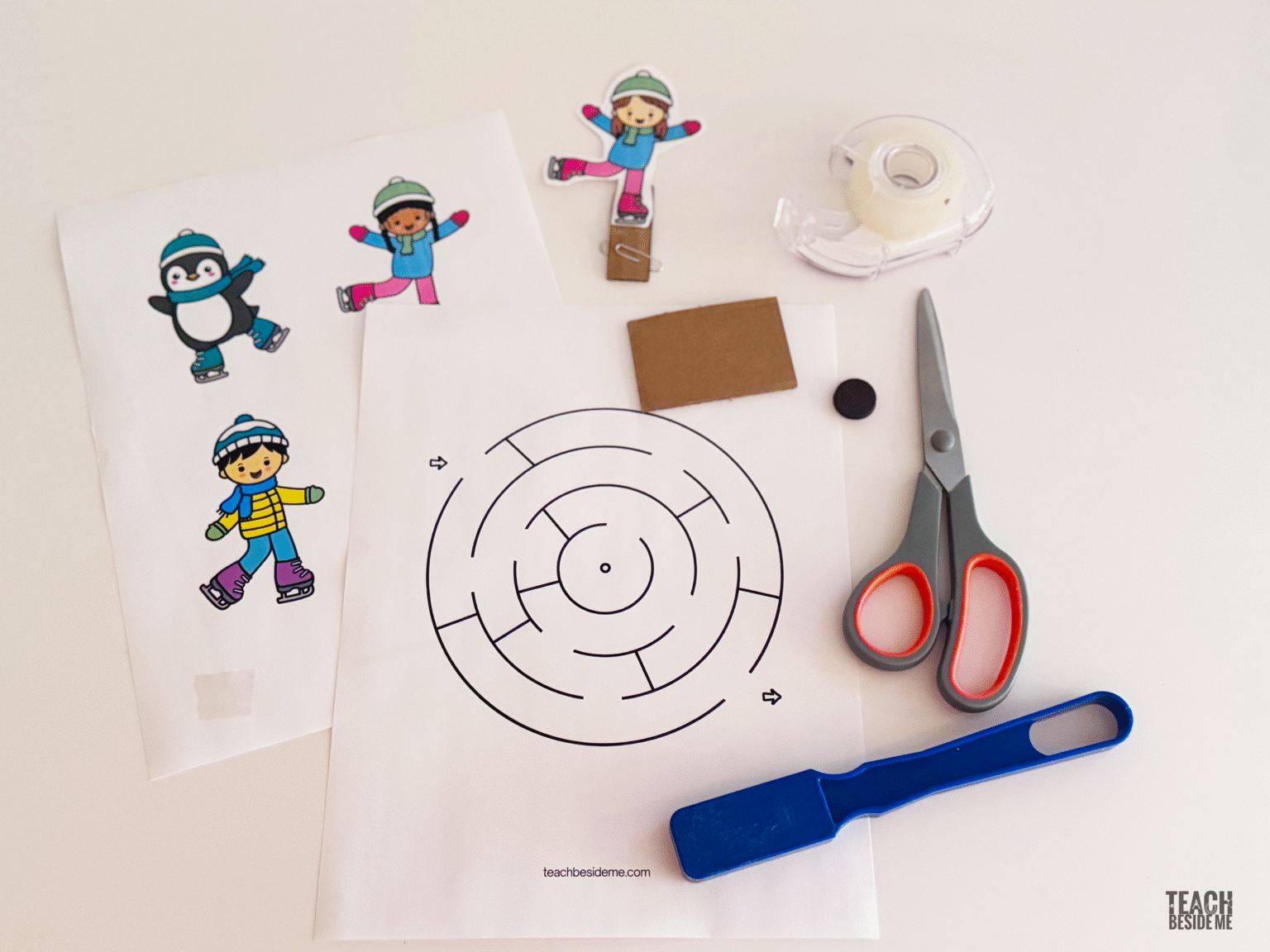 Paper Plate Ice Skating Magnet Maze - Teach Beside Me