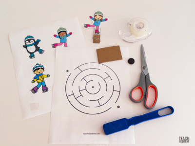 Paper Plate Ice Skating Magnet Maze - Teach Beside Me