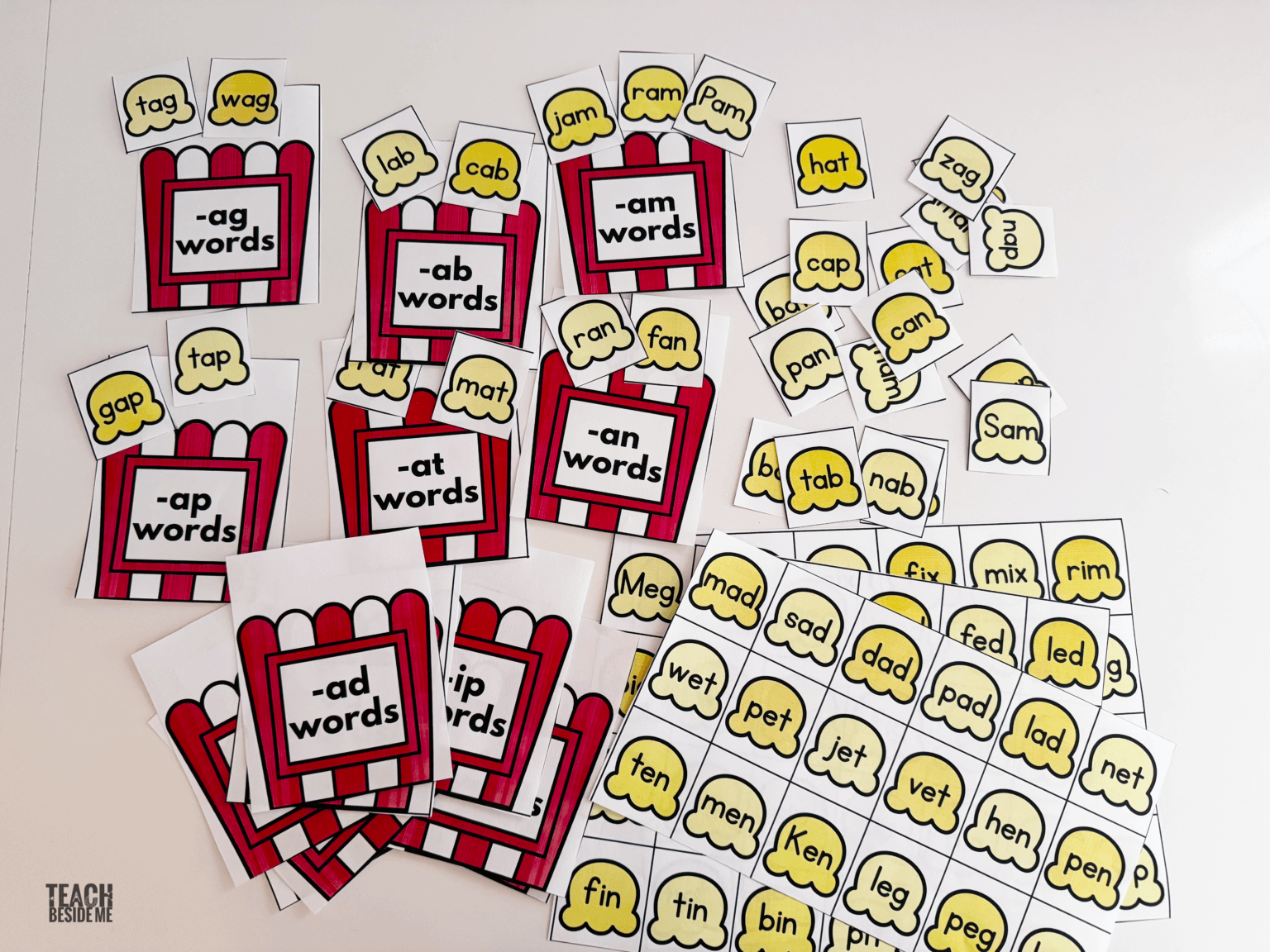 Popcorn Word Families Game for Early Readers - Teach Beside Me