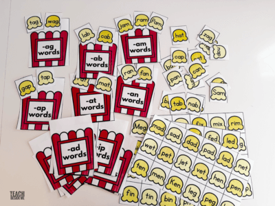 Popcorn Word Families Game for Early Readers - Teach Beside Me