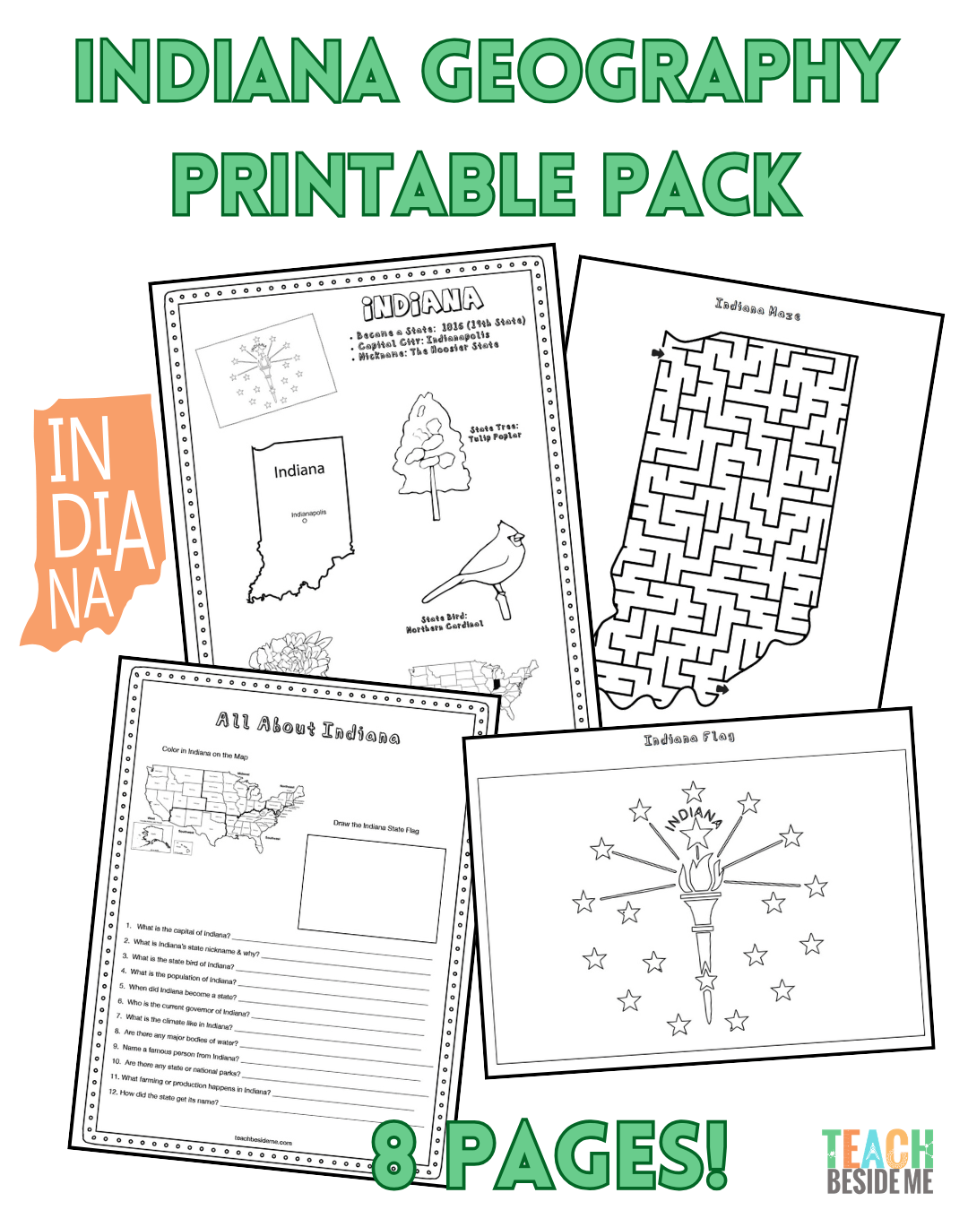 Indiana Geography for Kids: Printable US State Learning Pack - Teach ...