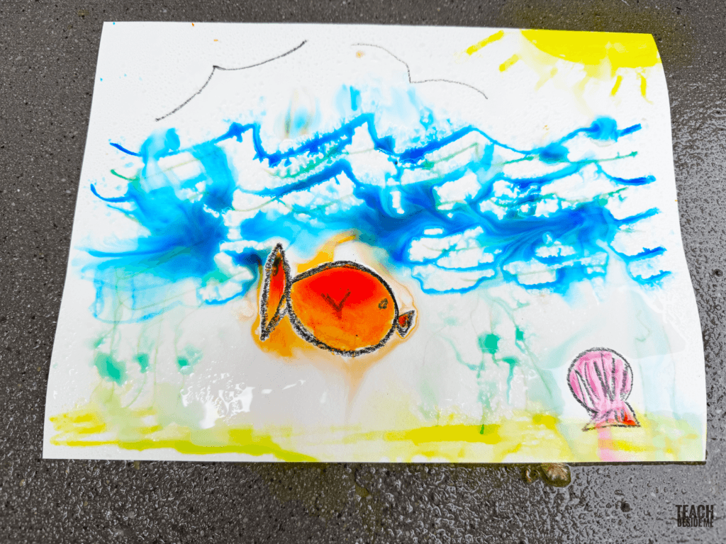 Rainy Day Art: Crayon Resist Rain Painting for Kids - Teach Beside Me