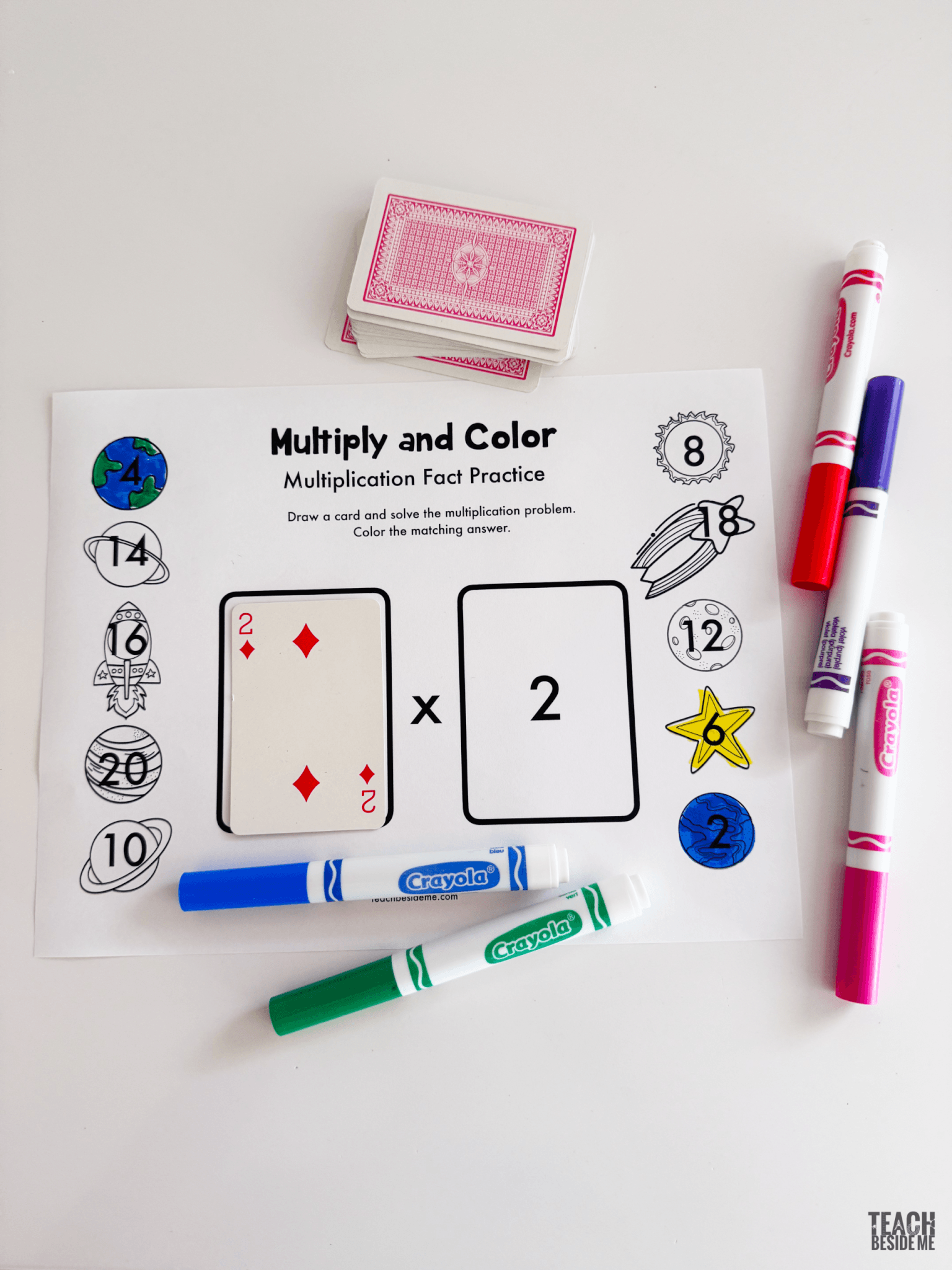 Multiply and Color: Playing Card Multiplication Practice Printable ...