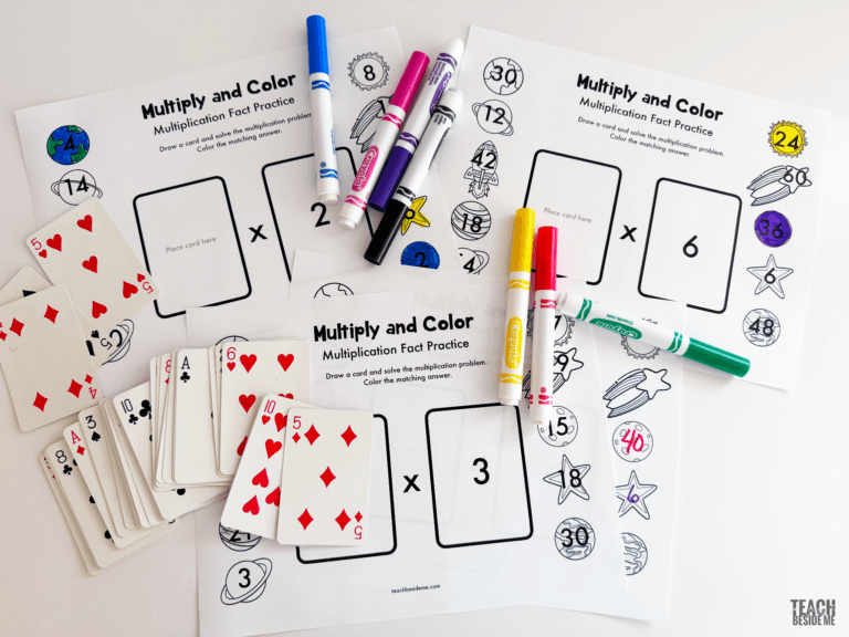 Multiply and Color: Playing Card Multiplication Practice Printable ...