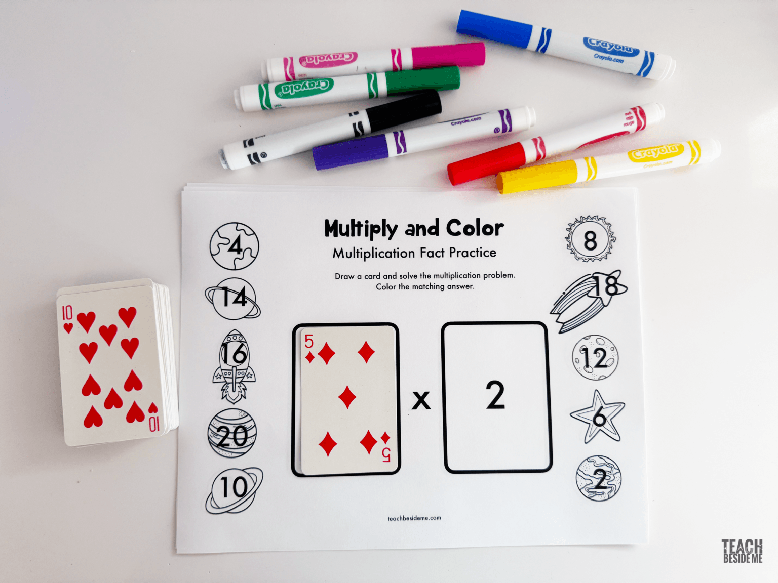 Multiply and Color: Playing Card Multiplication Practice Printable ...