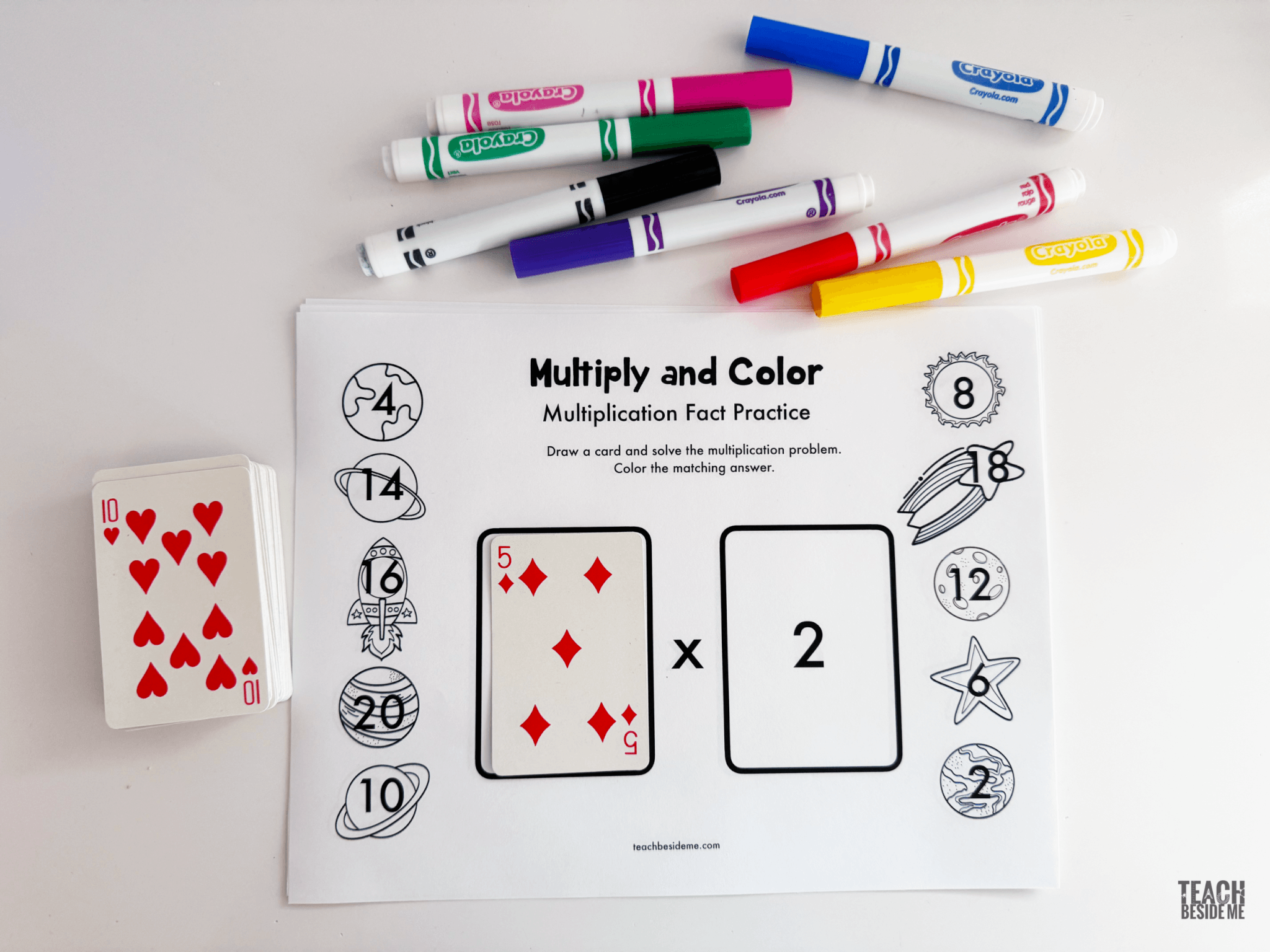Multiply and Color: Playing Card Multiplication Practice Printable ...