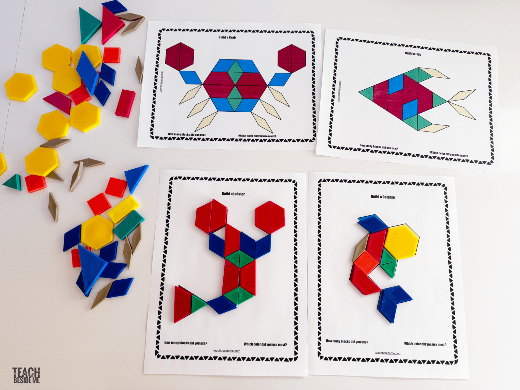 Ocean Animal Pattern Block Mats for Kids - Teach Beside Me